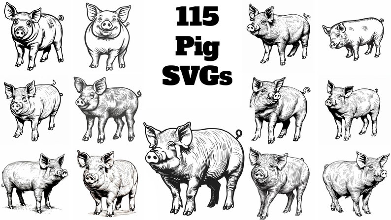 Pig SVG Pack 100+ Unique Designs. SVG, JPG, Cricut Svg, Cnc, Lasercut ...