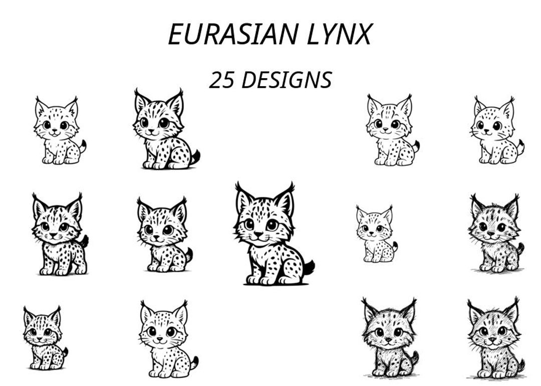 Eurasian Lynx SVG Bundle: 25 Baby Designs for Nursery & Crafts (digital ...
