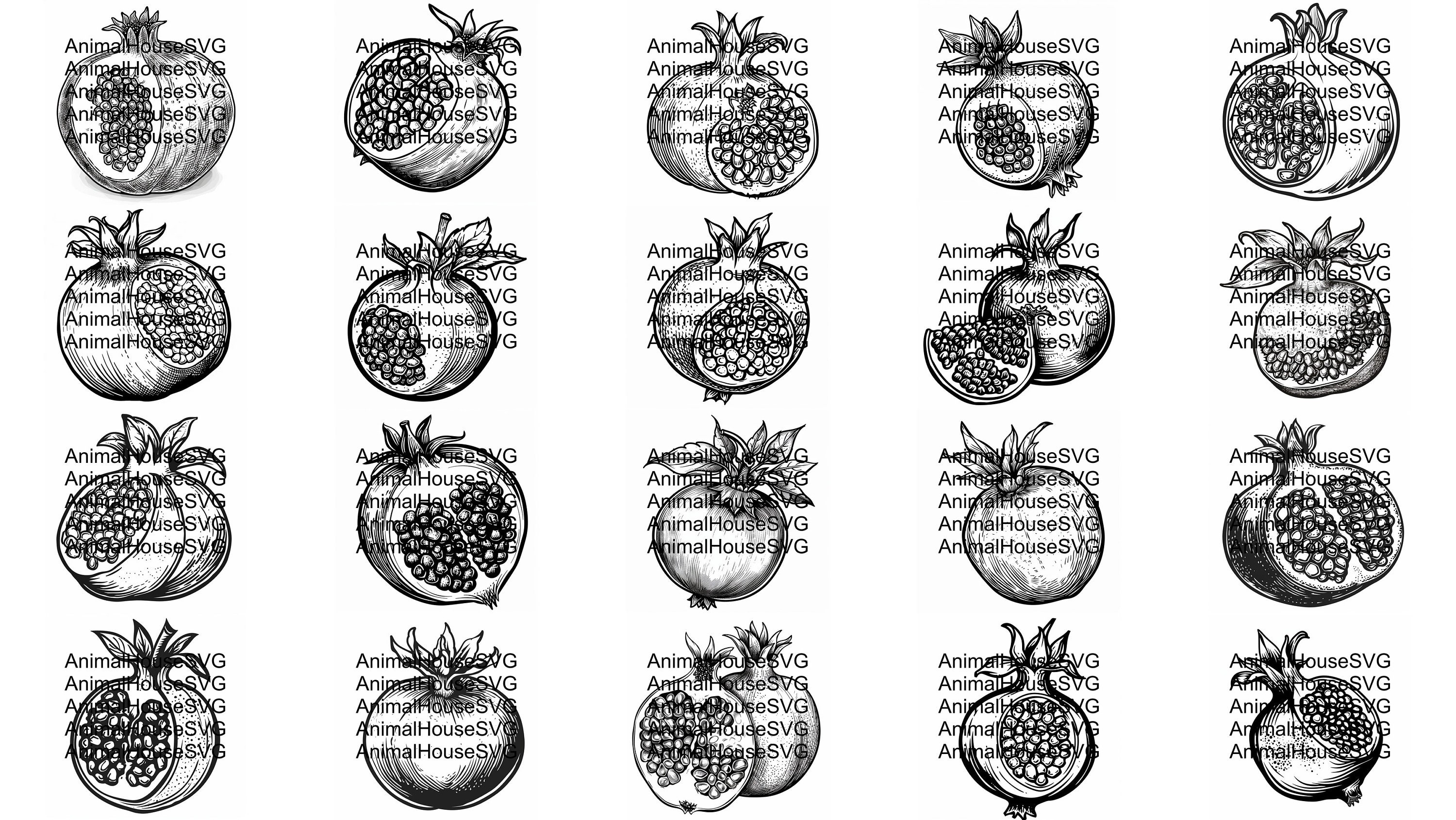Pomegranate SVG Pack: 108 Fruit Designs, Cricut & Laser Cut (digital ...