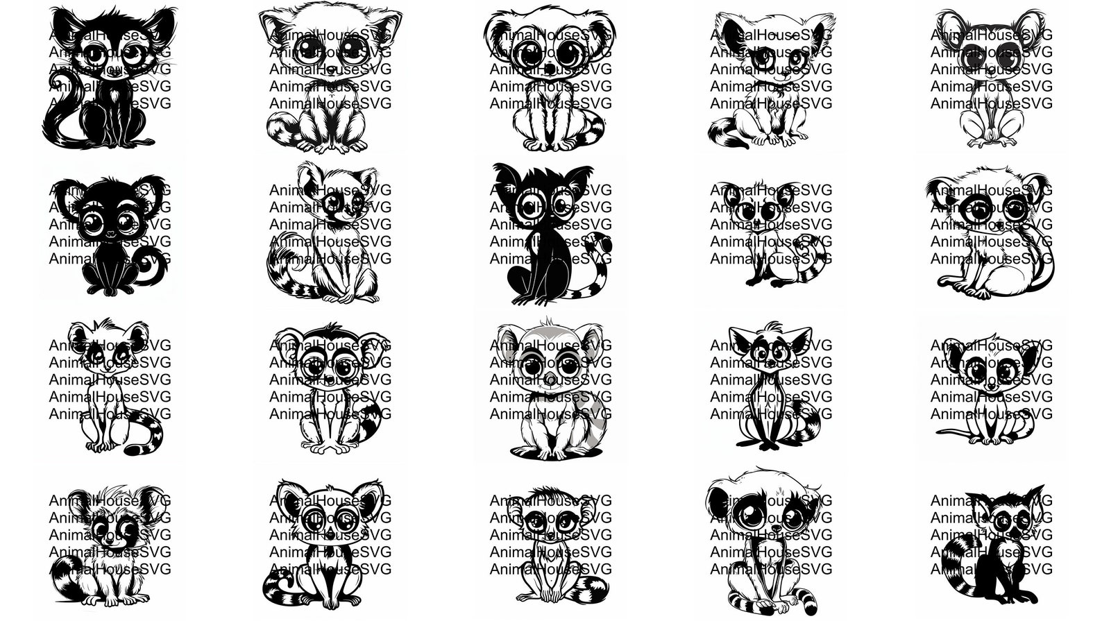 Cute Lemur SVG Pack 112 Designs. Cute Lemur SVG, Cute Lemur PNG, Cricut ...