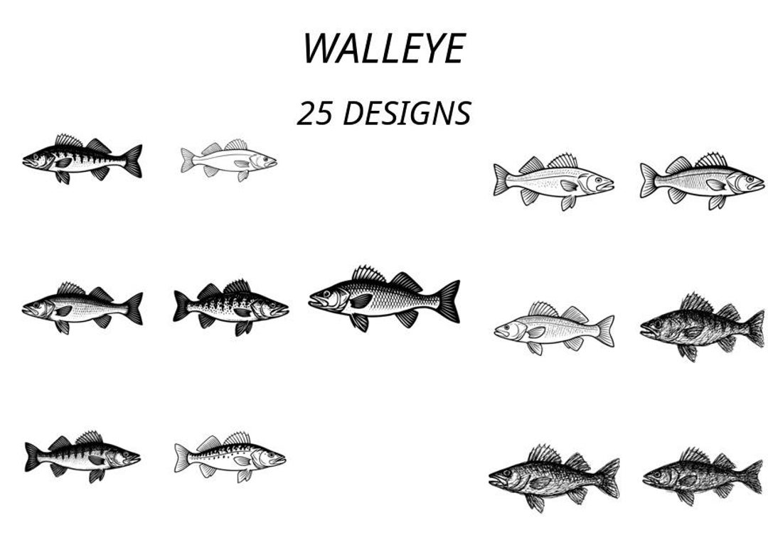 Walleye SVG Bundle: 25 Laser Cut Designs for Cricut, CNC, Glowforge ...