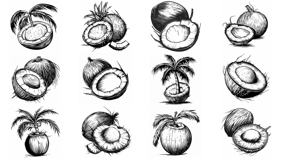 Coconut SVG Pack: 144 Fruit Designs for Cricut & Laser Cutting (digital ...
