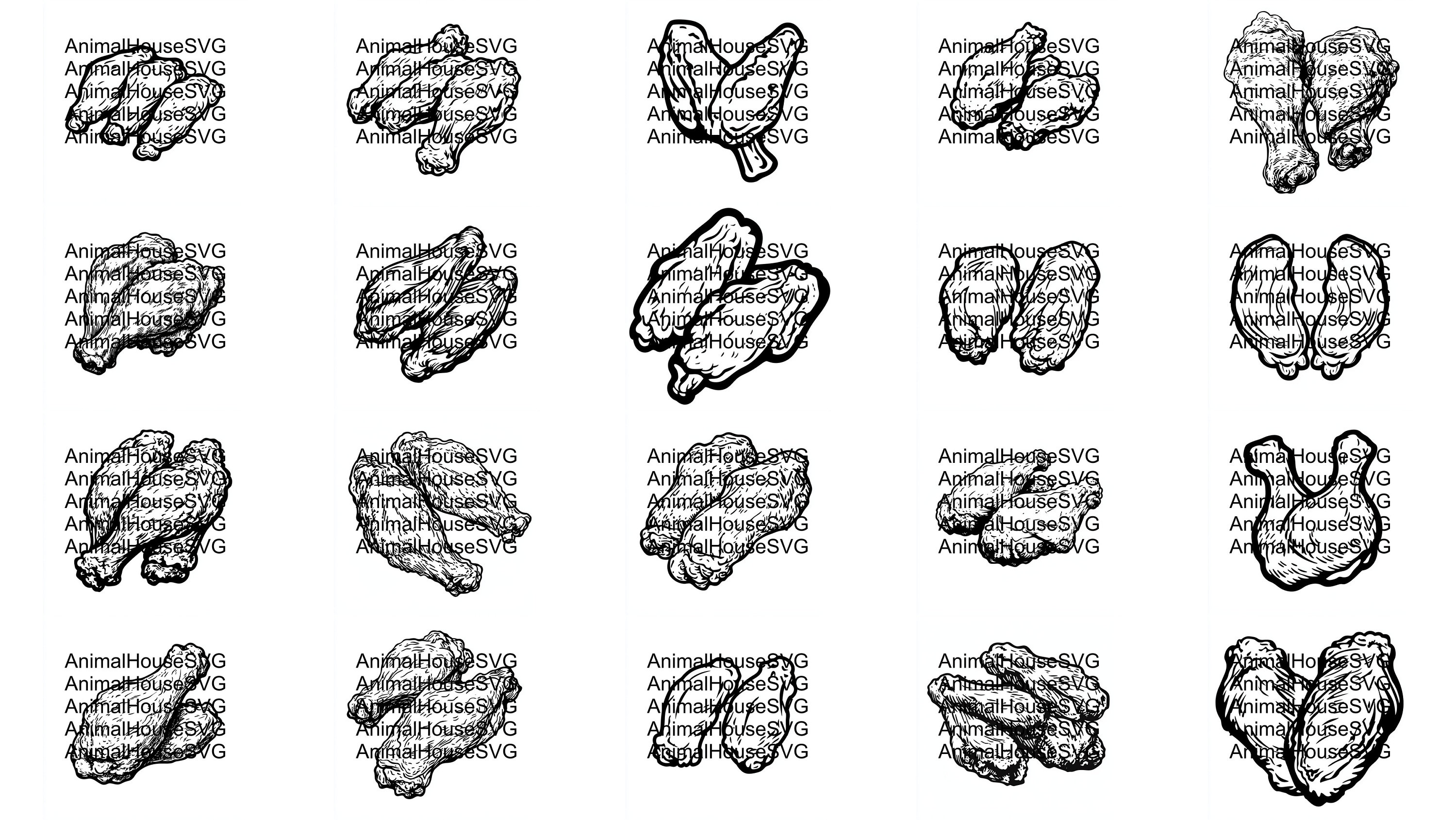 Chicken Wings SVG Pack: 75 Unique Designs (digital Download) - Etsy