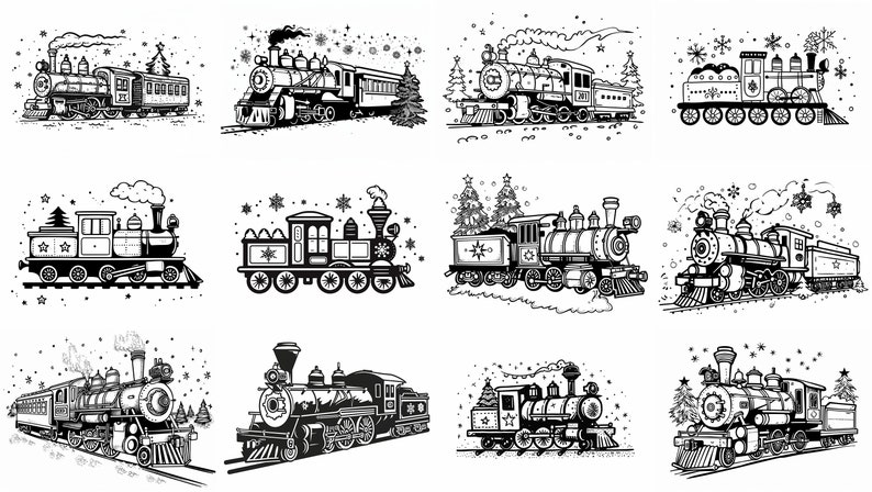 Christmas Train SVG Pack: 104 Unique Designs (digital Download) - Etsy