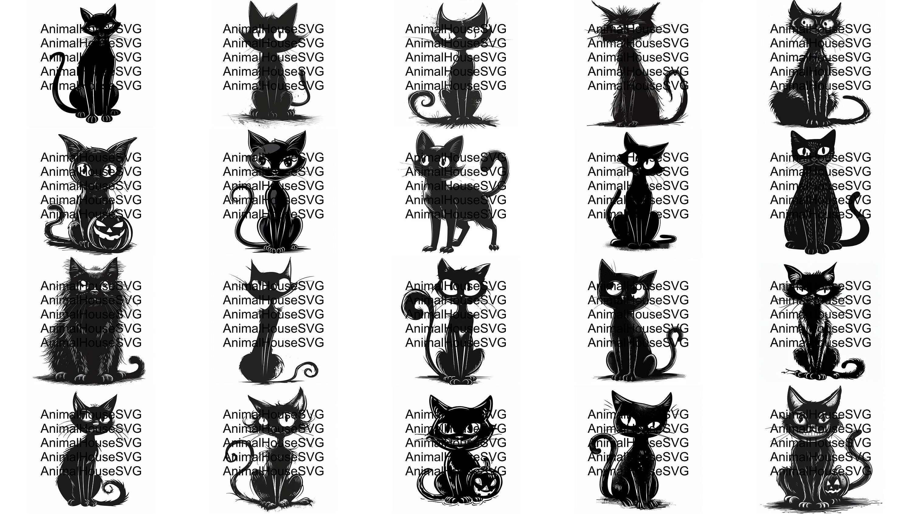 Halloween Black Cat SVG Pack 132 Designs. Black Cat SVG, Black Cat JPG ...