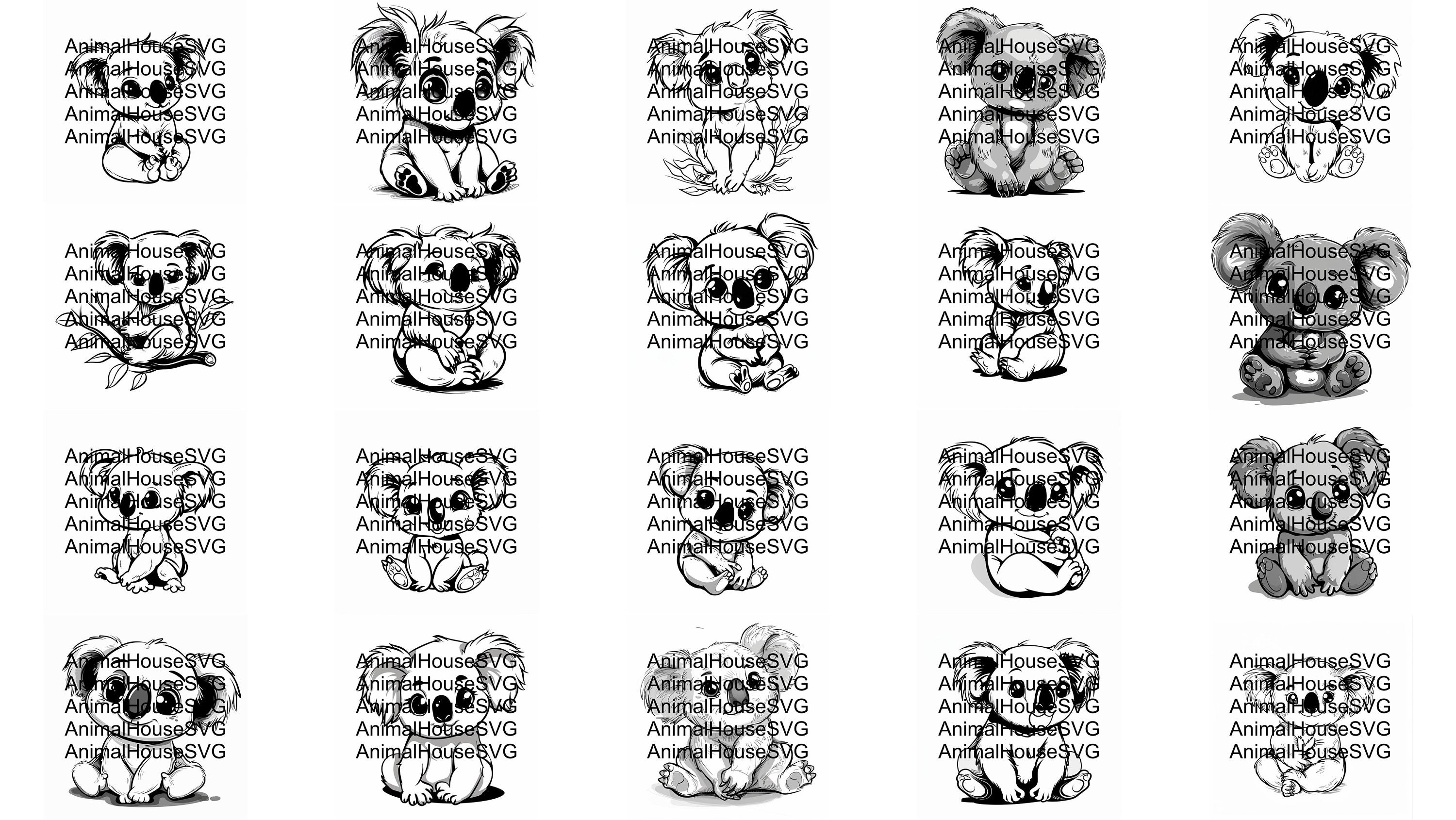 Cute Kaola SVG Pack 100 Designs. Cute Kaola SVG, Cute Kaola PNG, Cricut ...