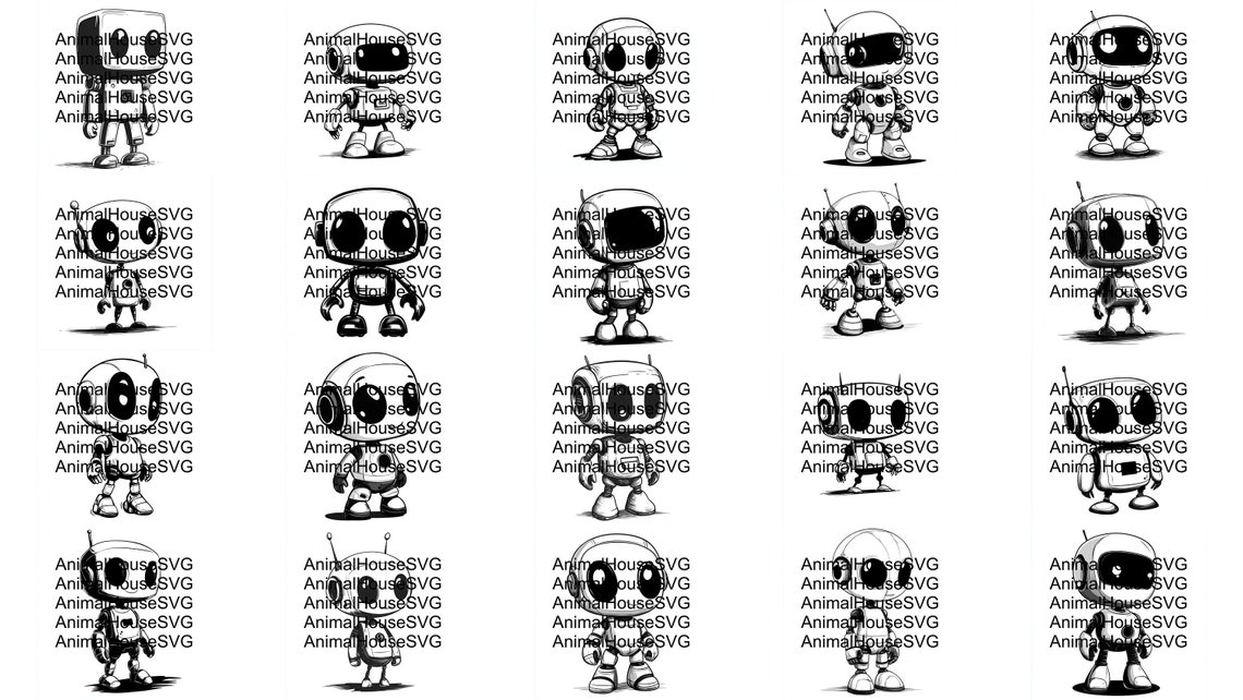 Cute Robot SVG Pack 101 Designs. Cute Robot SVG, Cute Robot PNG, Laser ...