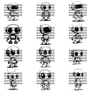 Cute Robot SVG Pack 101 Designs. Cute Robot SVG, Cute Robot PNG, Laser ...