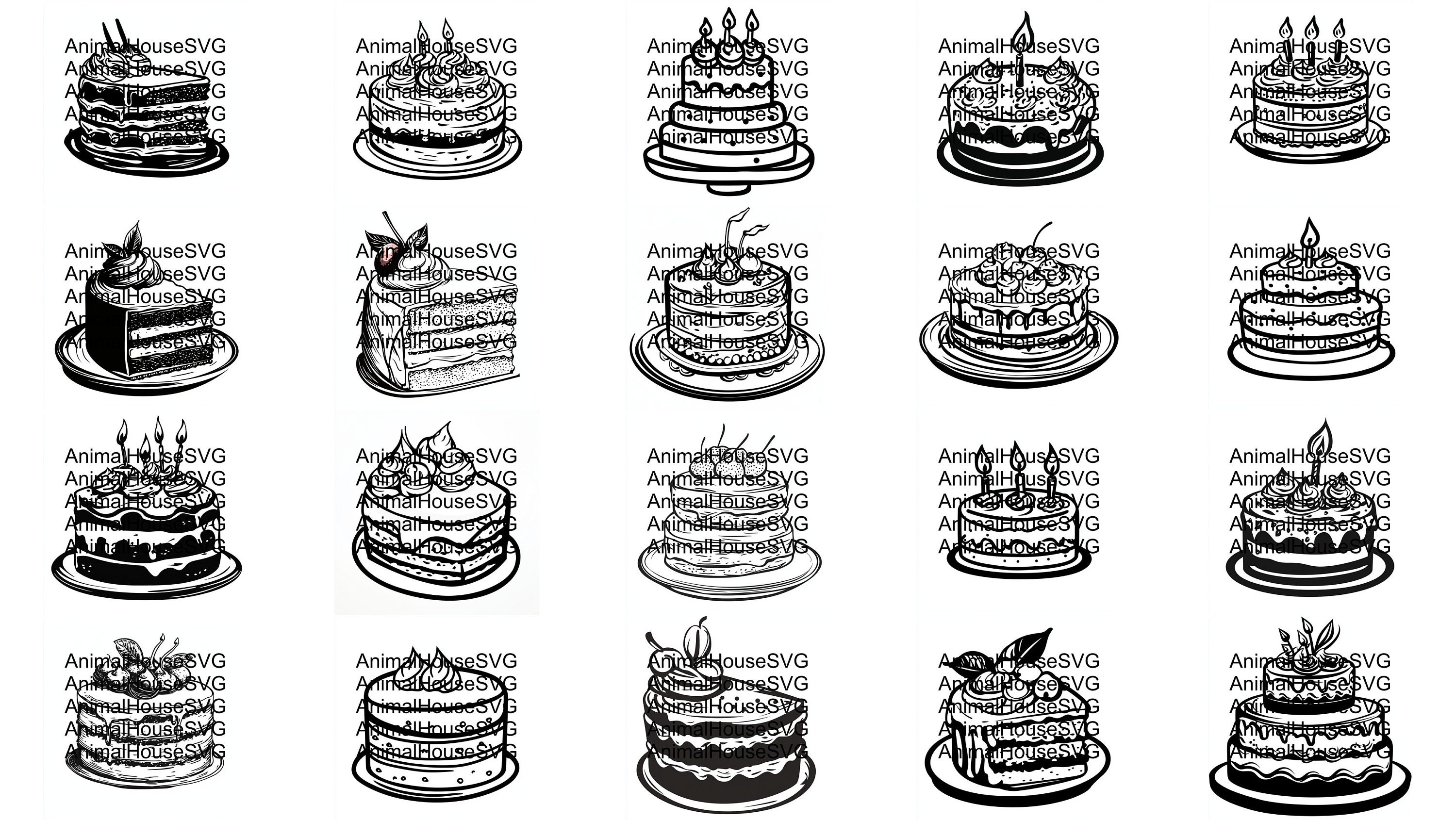 Cake SVG Pack 216 Designs. Cake SVG, Cake PNG, Laser Svg, Cake, Clip ...