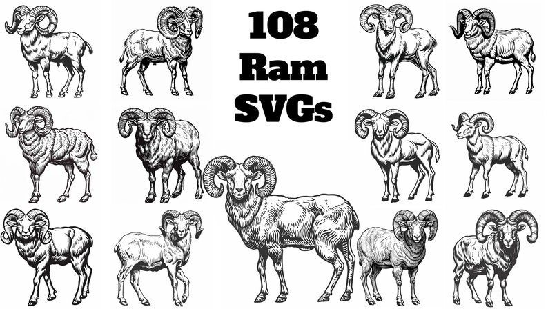 Ram SVG Pack: 108 Unique Designs (digital Download) - Etsy