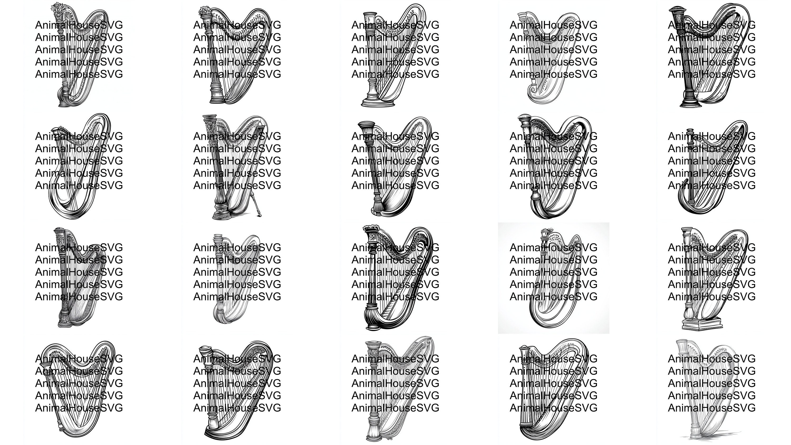 Harp SVG Bundle: 111 Designs, Laser Cut Files (digital Download) - Etsy