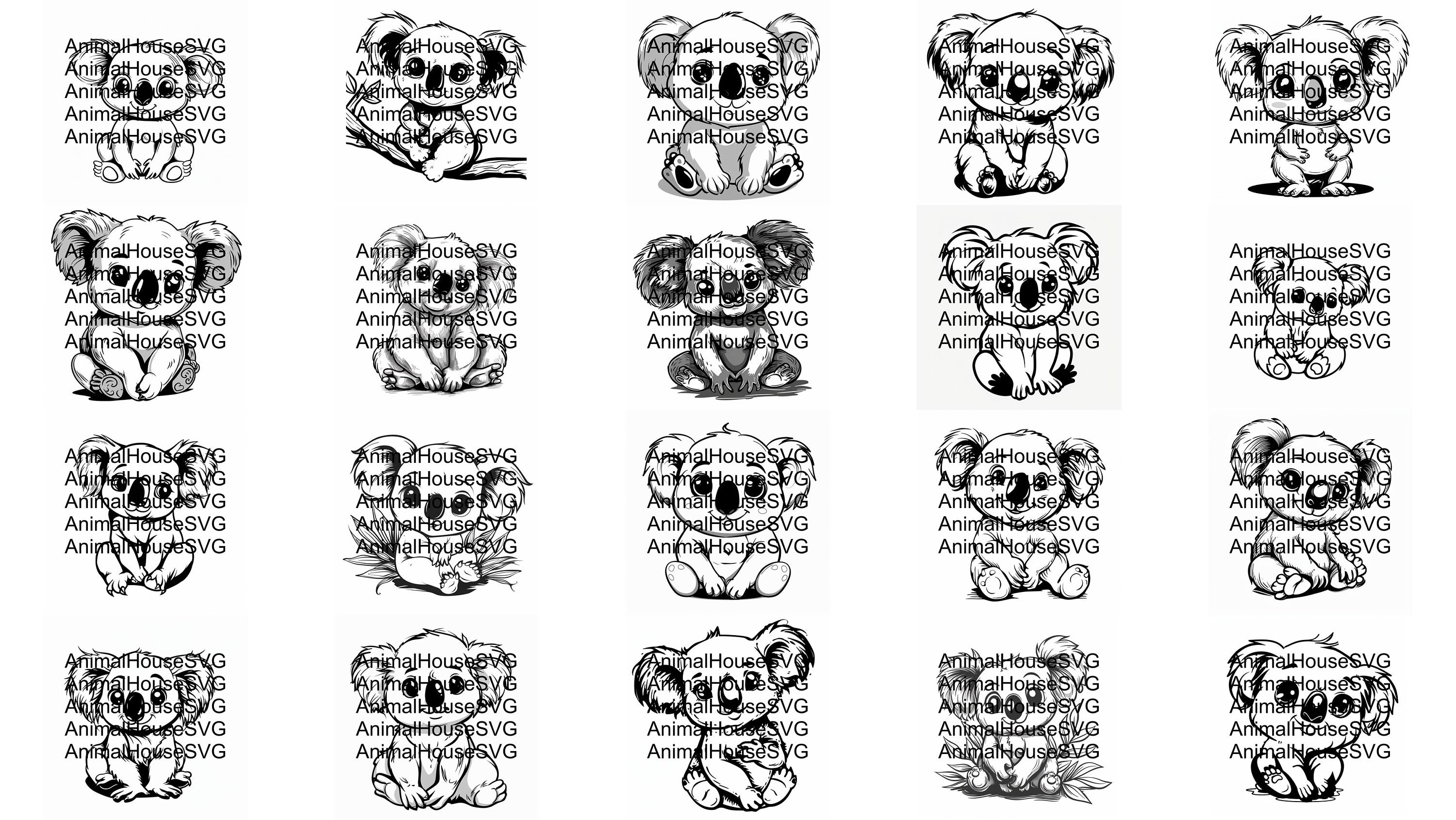 Cute Kaola SVG Pack 100 Designs. Cute Kaola SVG, Cute Kaola PNG, Cricut ...