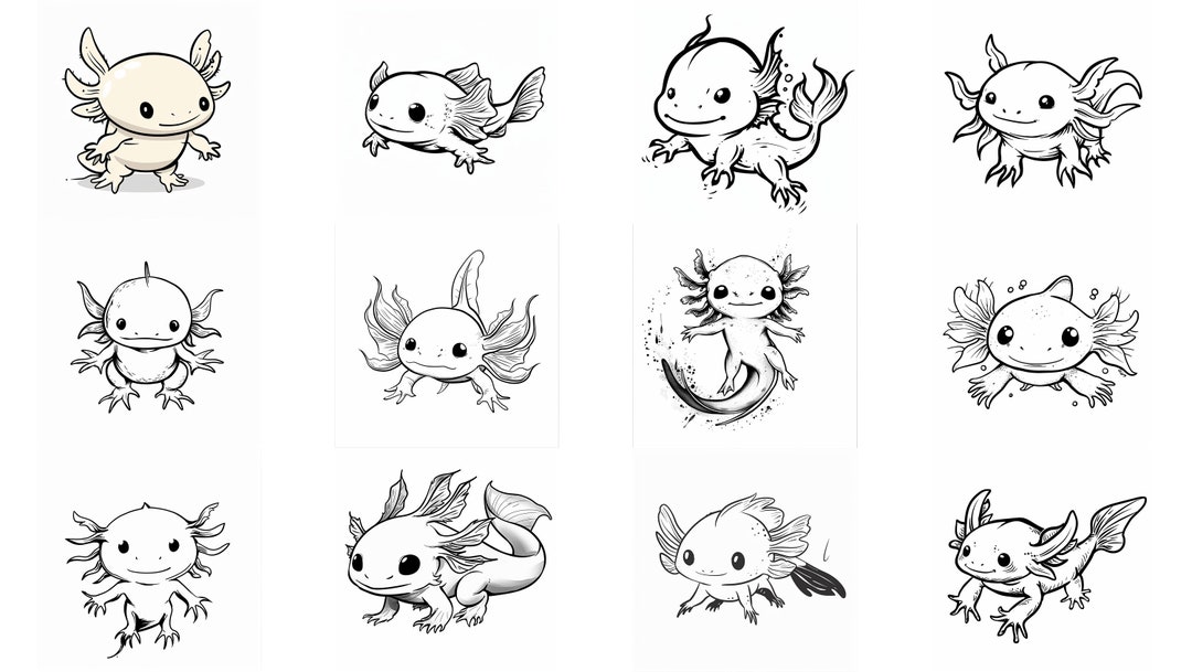 Cute Axolotl SVG Pack 116 Designs. Cute Axolotl SVG, Cute Axolotl PNG ...