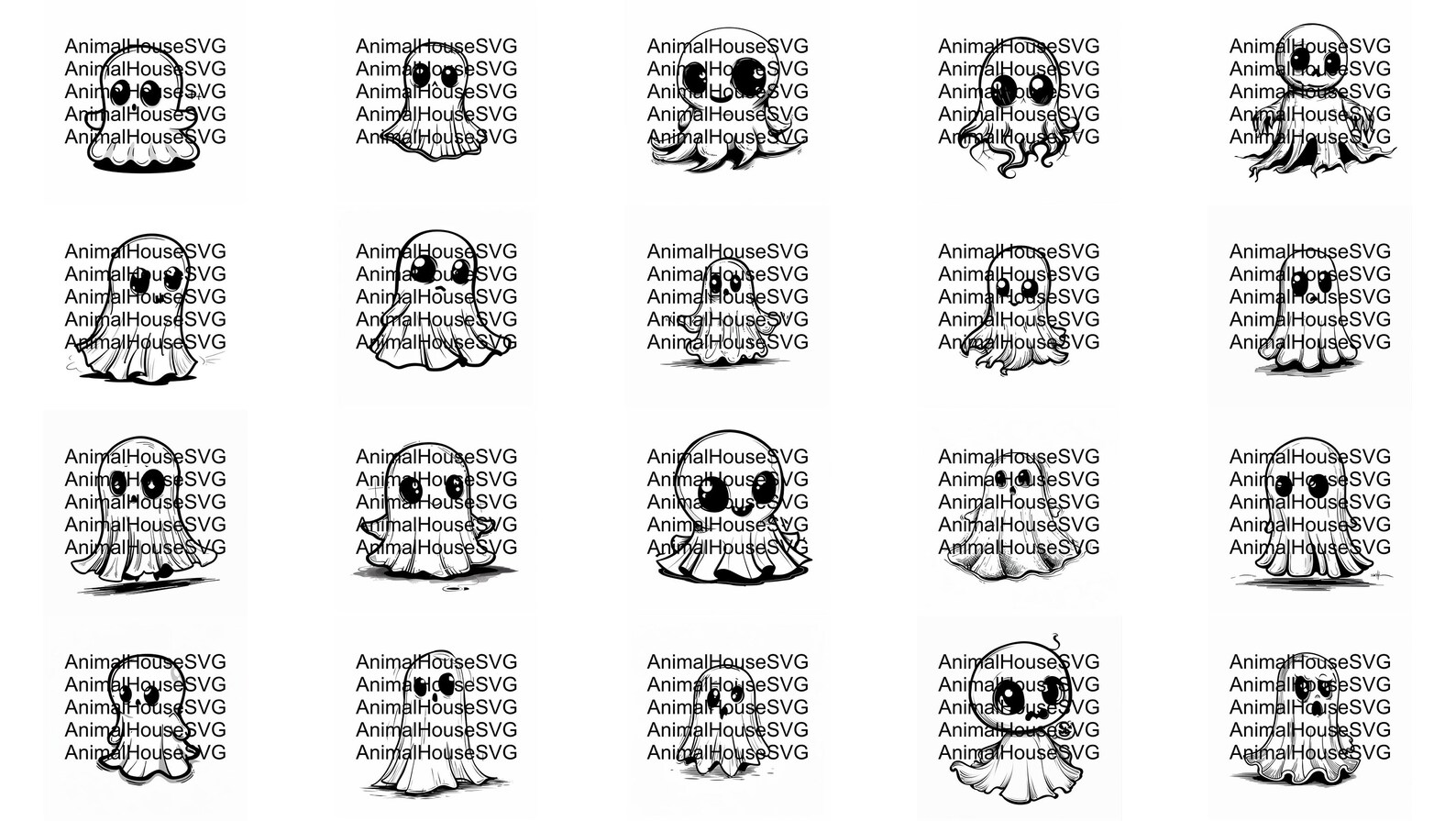 Cute Ghost SVG Pack 128 Designs. Cute Ghost SVG, Cute Ghost PNG, Laser ...