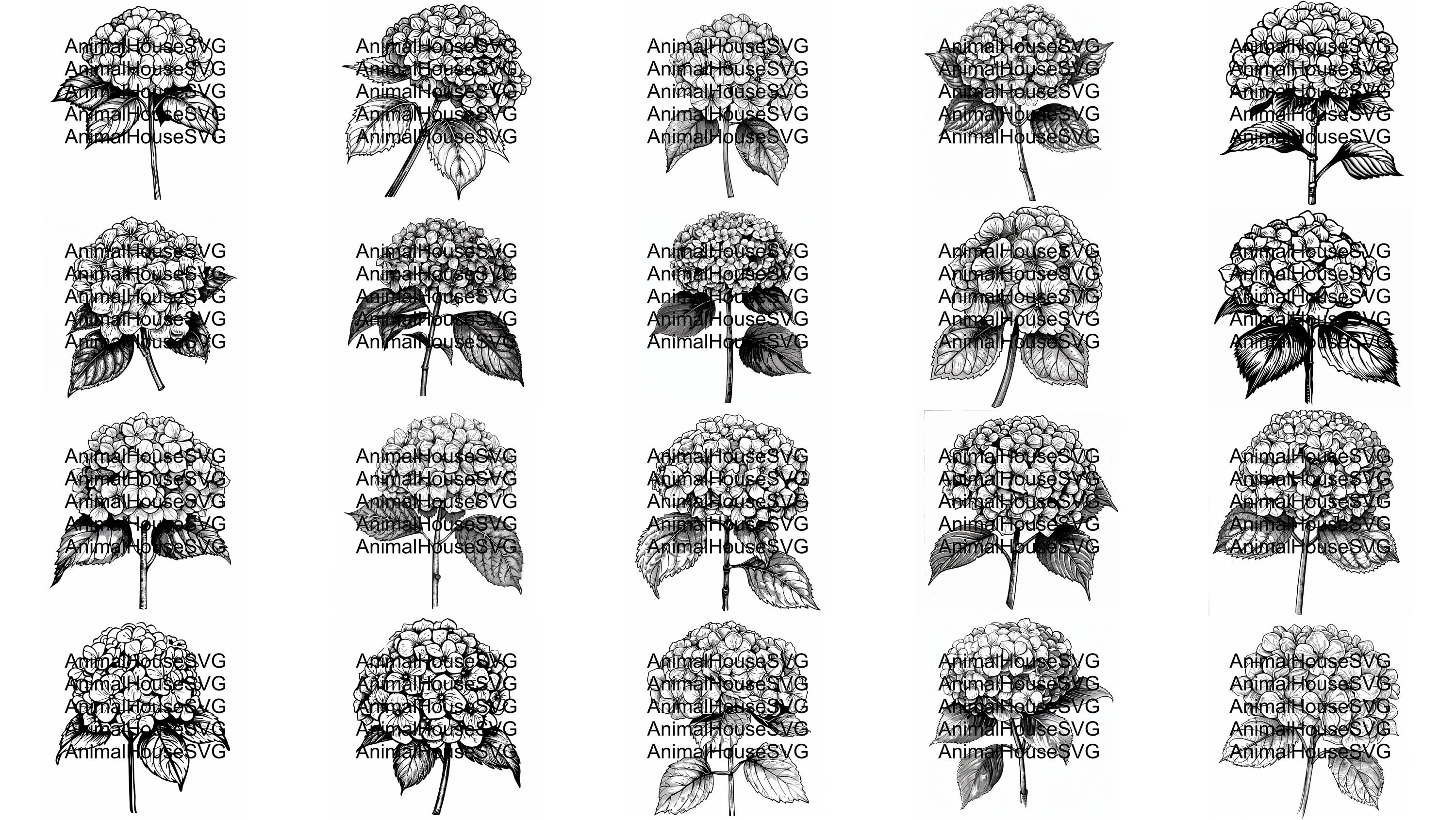 Hydrangea Flower SVG Pack: 108 Unique Designs (digital Download) - Etsy