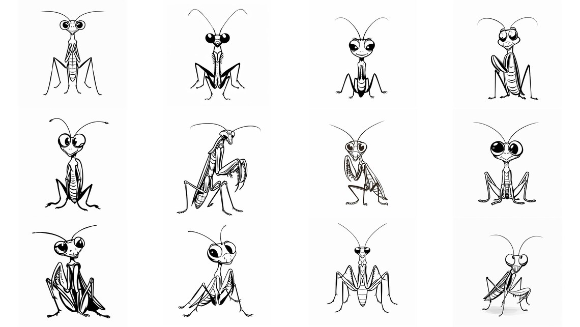 Cute Praying Mantis SVG Pack 100 Unique Designs. Praying Mantis SVG ...