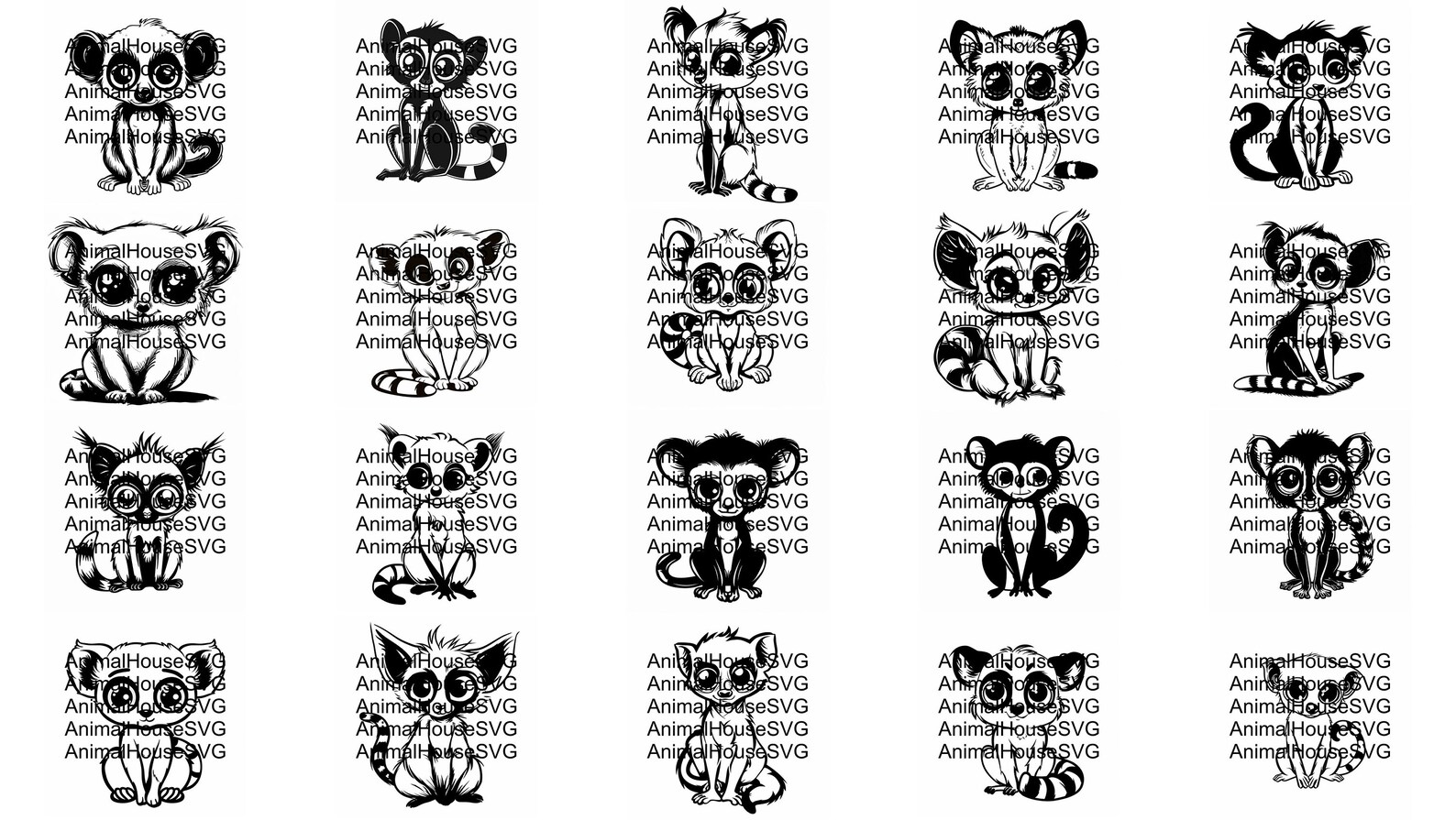 Cute Lemur SVG Pack 112 Designs. Cute Lemur SVG, Cute Lemur PNG, Cricut ...