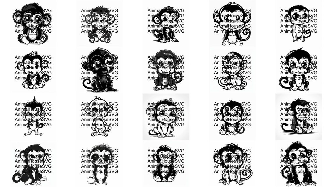 Cute Monkey SVG Pack 108 Unique Designs. SVG, JPG,, Cricut Svg, Cnc ...