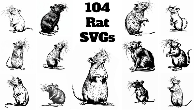 Rat SVG Bundle: 104 Unique Designs for Cricut, CNC (digital Download ...