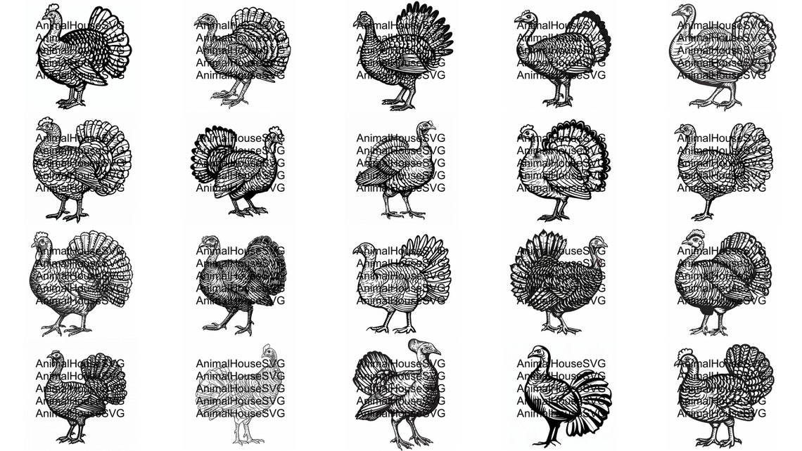 100 Turkey SVG Designs: Thanksgiving Crafting Bundle (digital Download ...