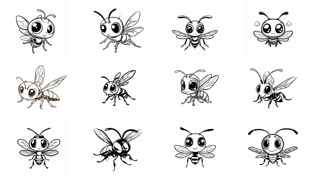 Cute Wasp SVG Pack 100 Unique Designs. Cute Wasp SVG, Cute Wasp JPG ...