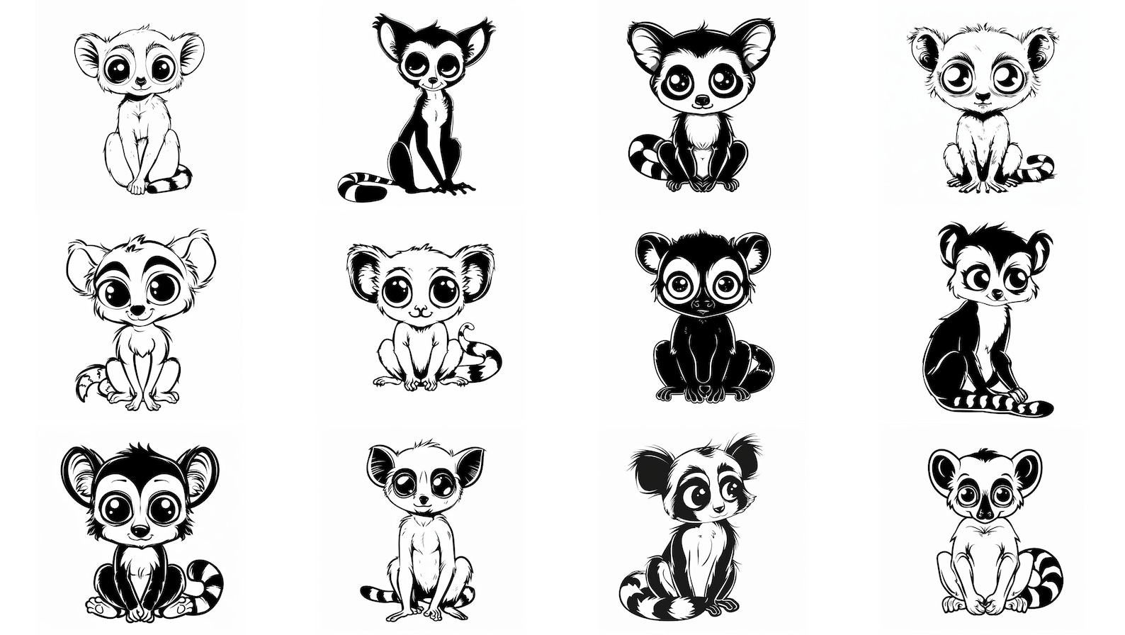 Cute Lemur SVG Pack 112 Designs. Cute Lemur SVG, Cute Lemur PNG, Cricut ...