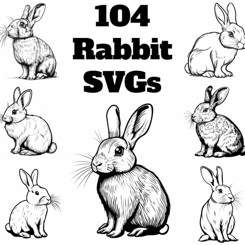 Rabbit Svg - Etsy