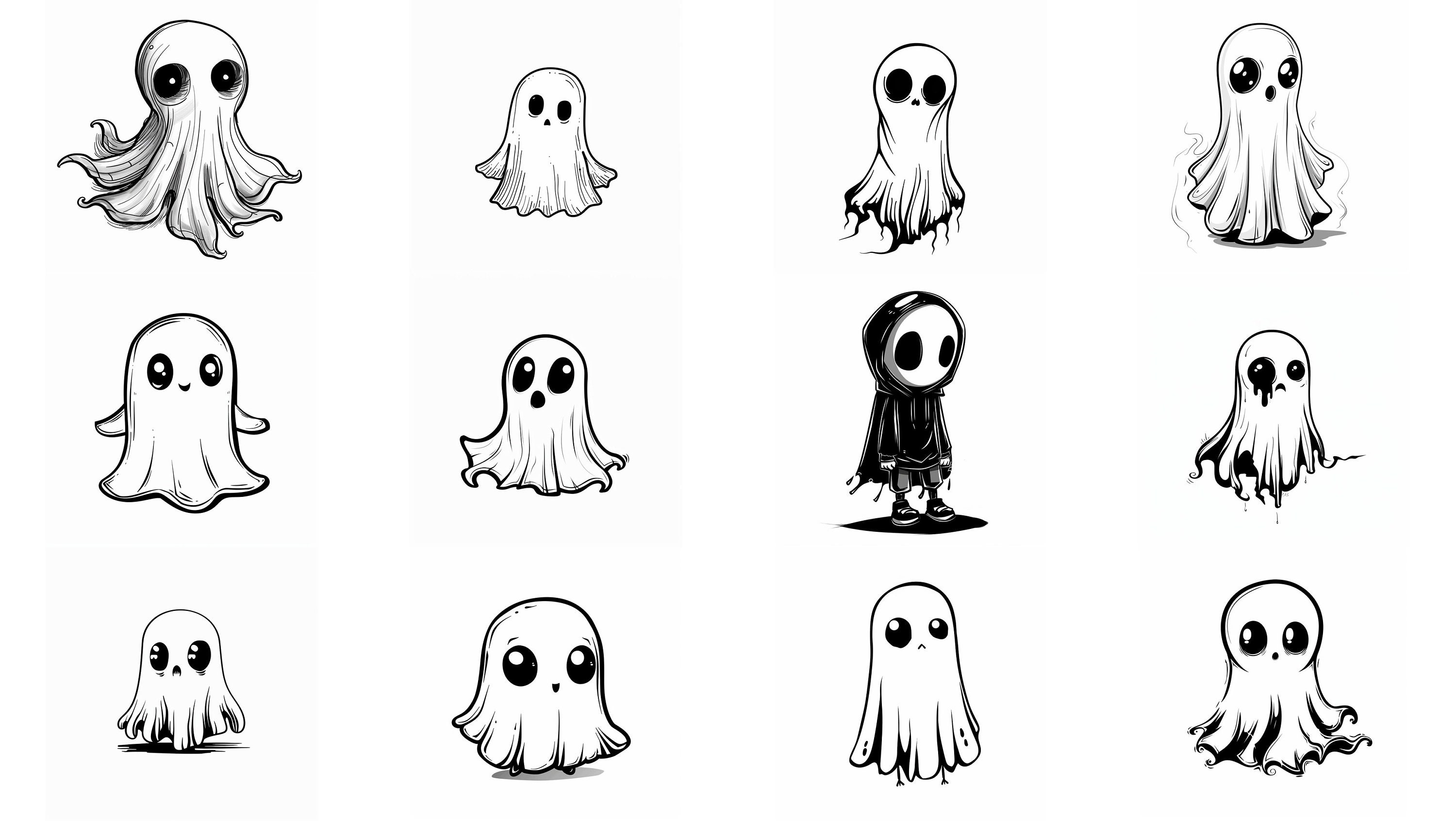 Cute Ghost SVG Pack 128 Designs. Cute Ghost SVG, Cute Ghost PNG, Laser ...