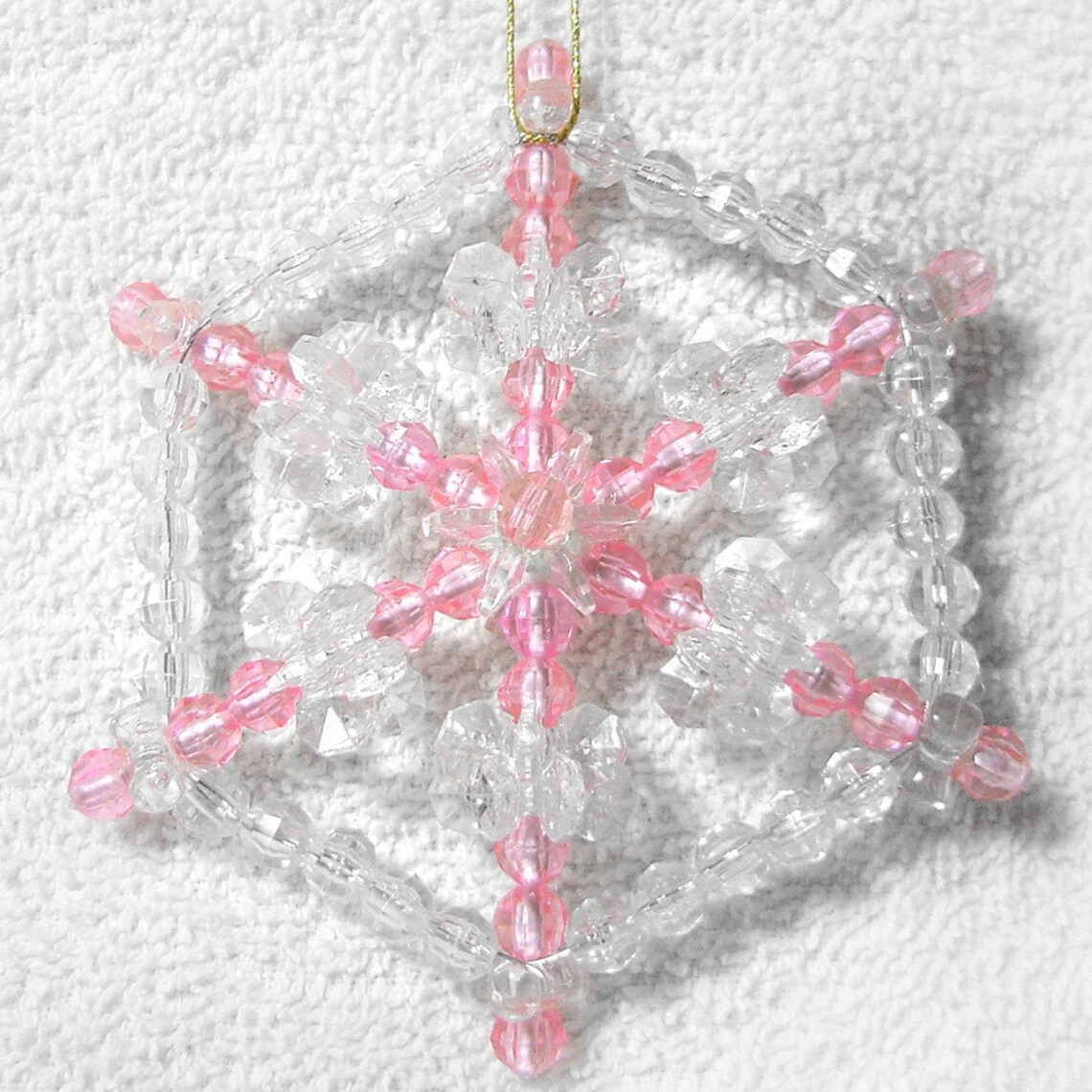 Beaded Snowflake Ornaments, 4pc Set - Pink - Etsy