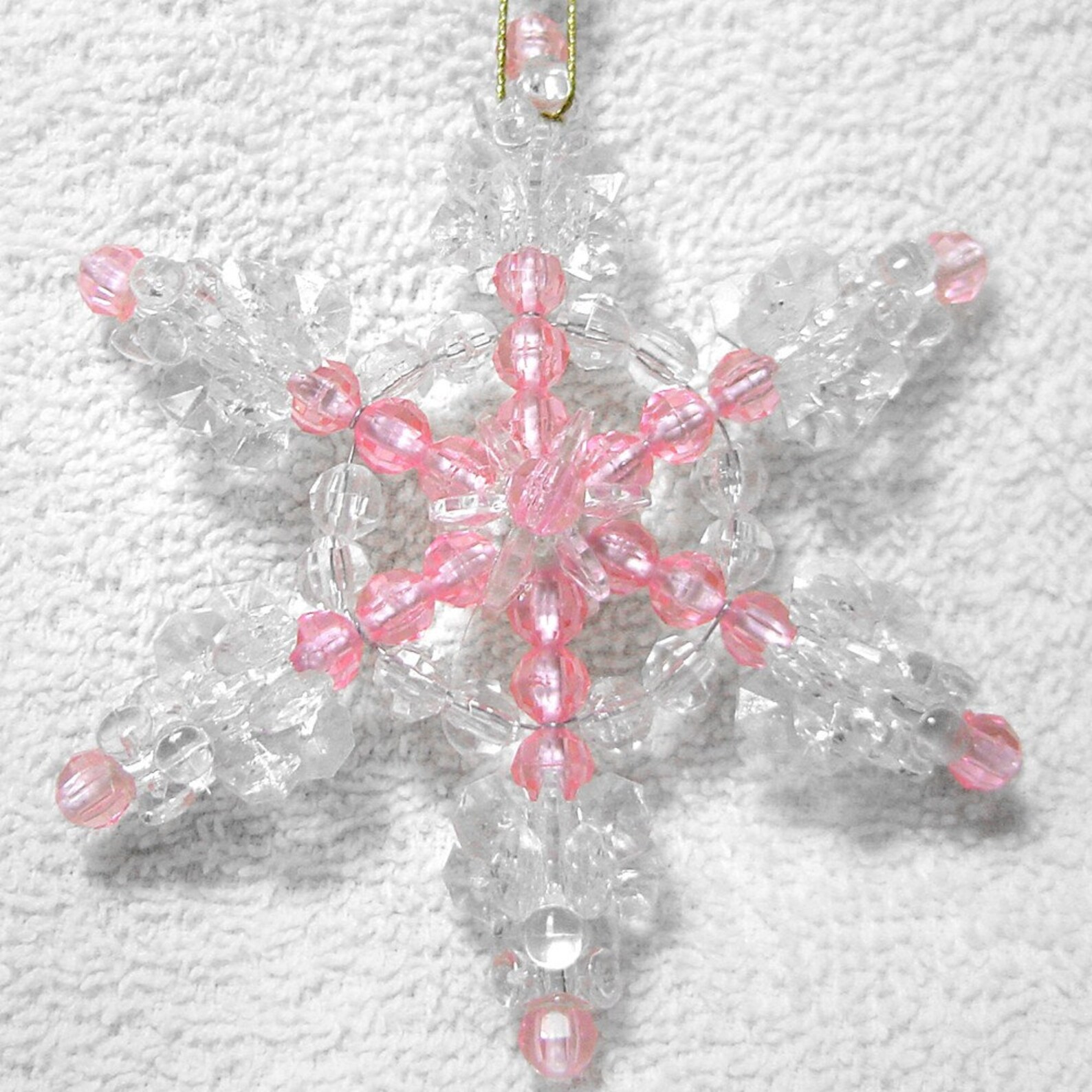 Beaded Snowflake Ornaments, 4pc Set - Pink - Etsy