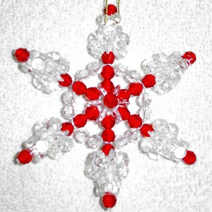 Beaded Snowflake Ornaments, 4pc Set - Ruby Red - Etsy