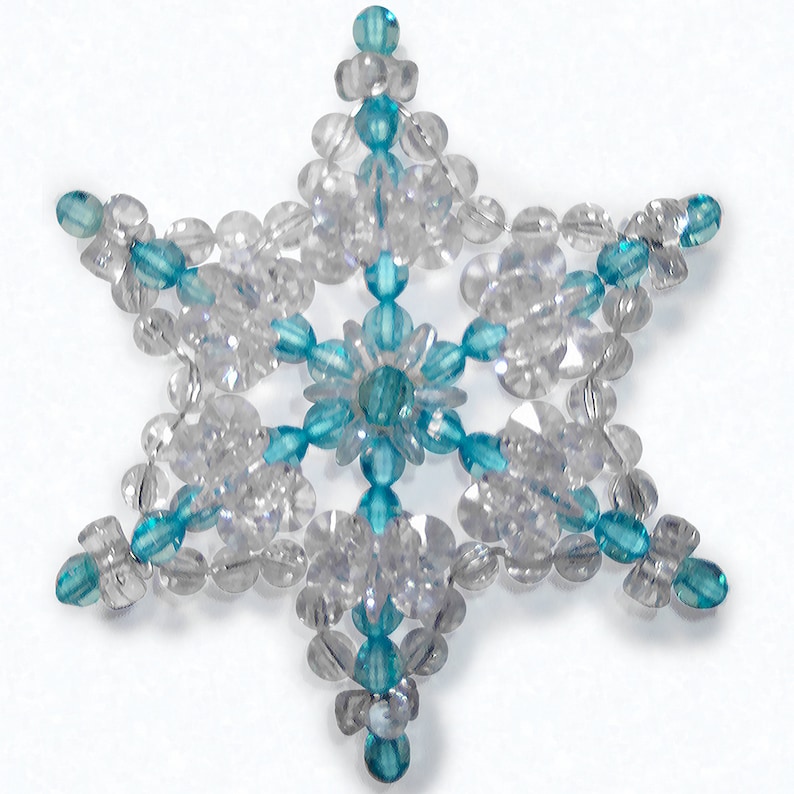 Beaded Snowflake Ornaments, 4pc Set - Turquoise Blue - Etsy