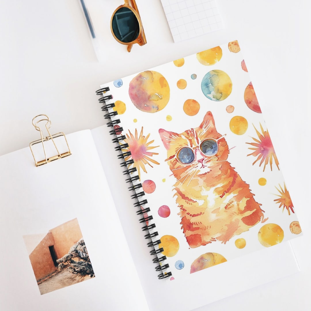 Spiral Notebook With Custom Cat Cover, Unique Notebook Design, Unique ...