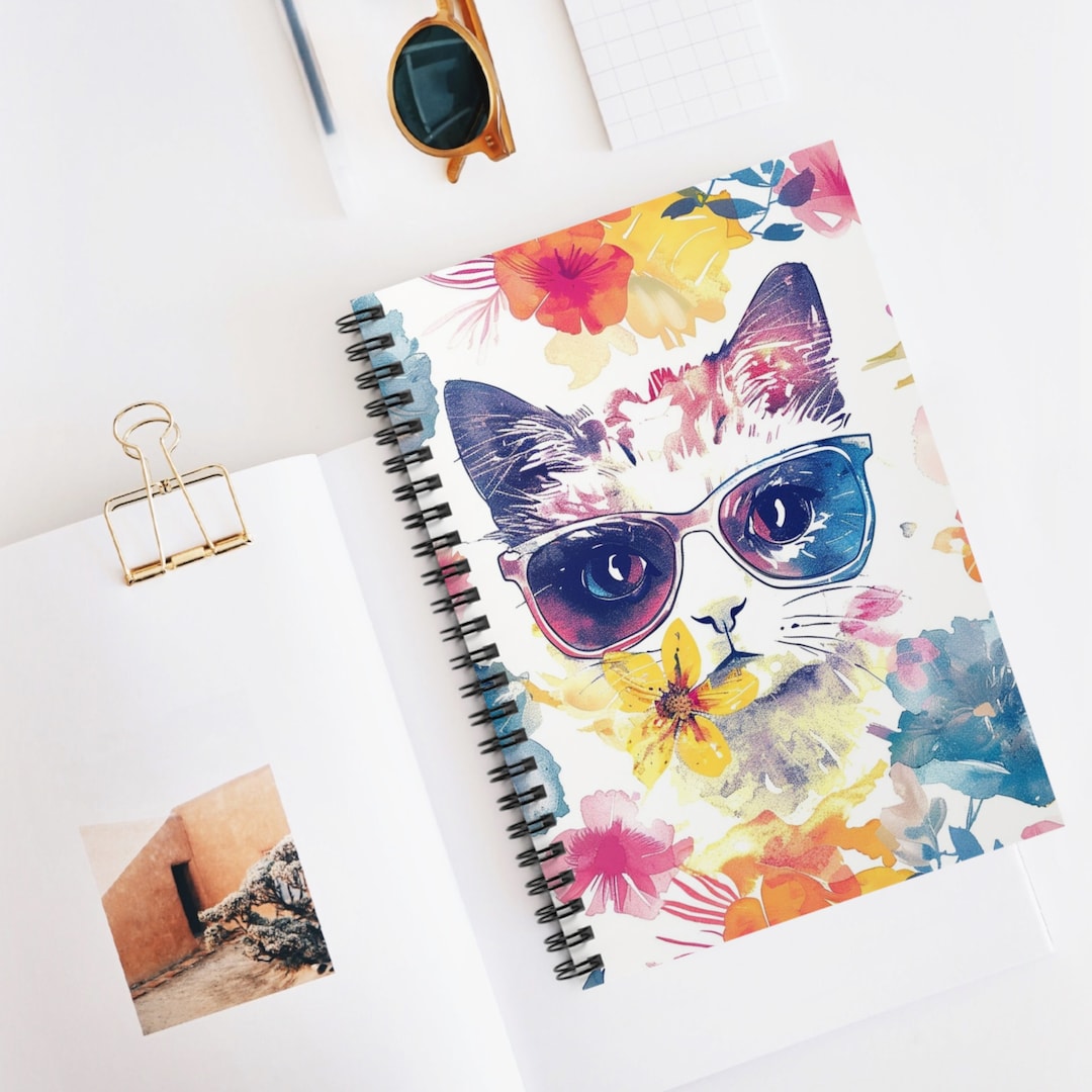 Spiral Notebook With Custom Cat Cover, Unique Notebook Design, Unique ...