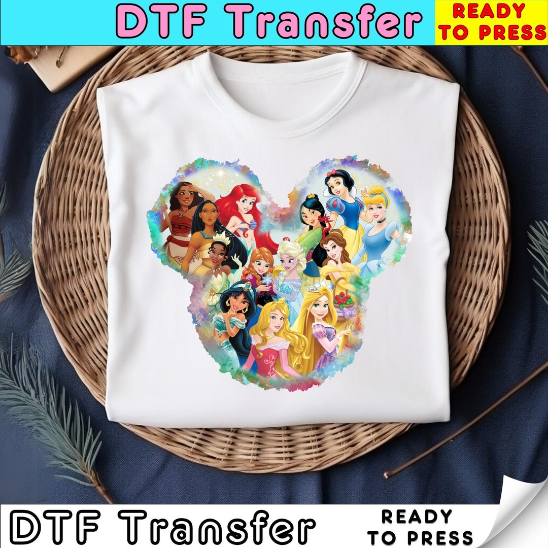 Disney Princesses Mickey Mouse Head Dtf,disney Princesses Dtf,disney ...