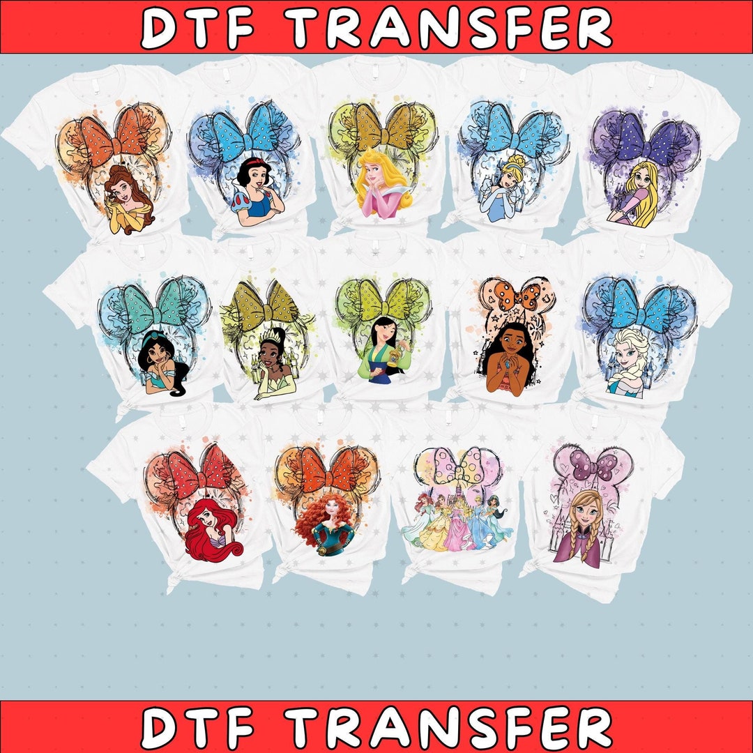 Disney Princesses Watercolor Bundle DTF Transfer Ready for Press,disney ...