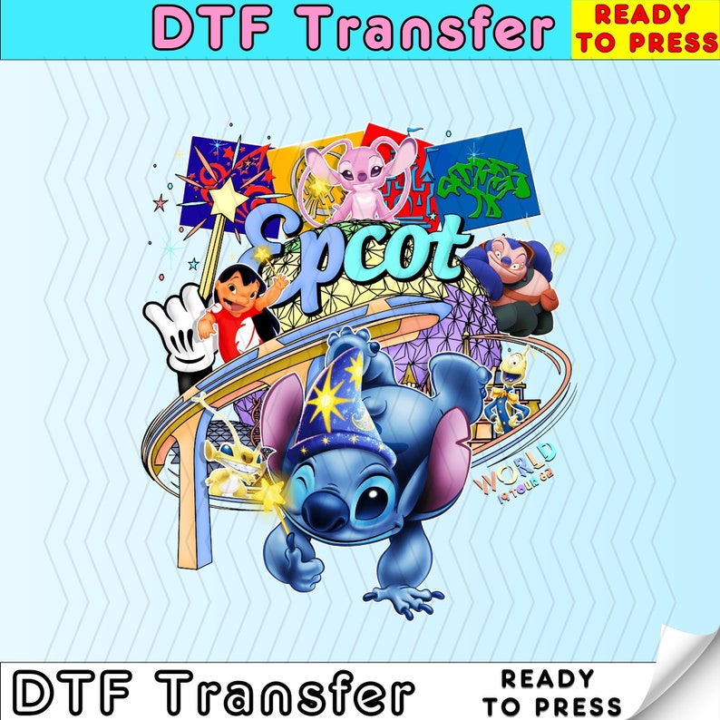 Lilo and Stitch Characters Epcot Dtf Transfer Ready to Press,lilo and Stitch Dtf,lilo and Stitch ...