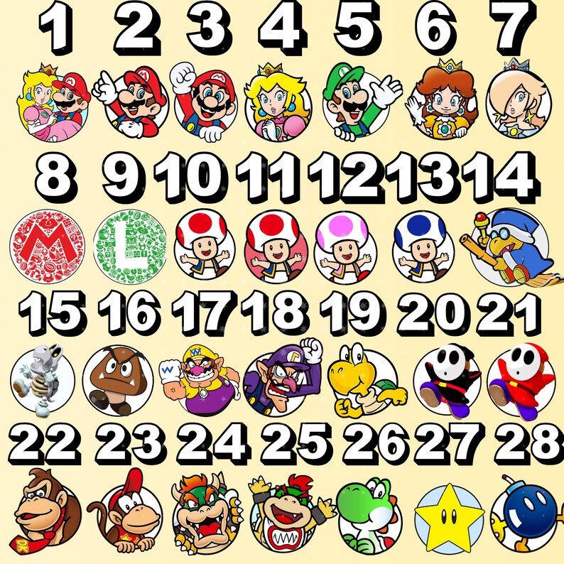 Super Mario All Characters Custom Name DTF Transfer Ready for Press ...