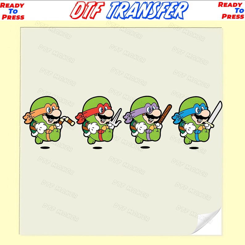 Super Mario Ninja Turtles DTF Transfer Ready for Press,super Mario ...