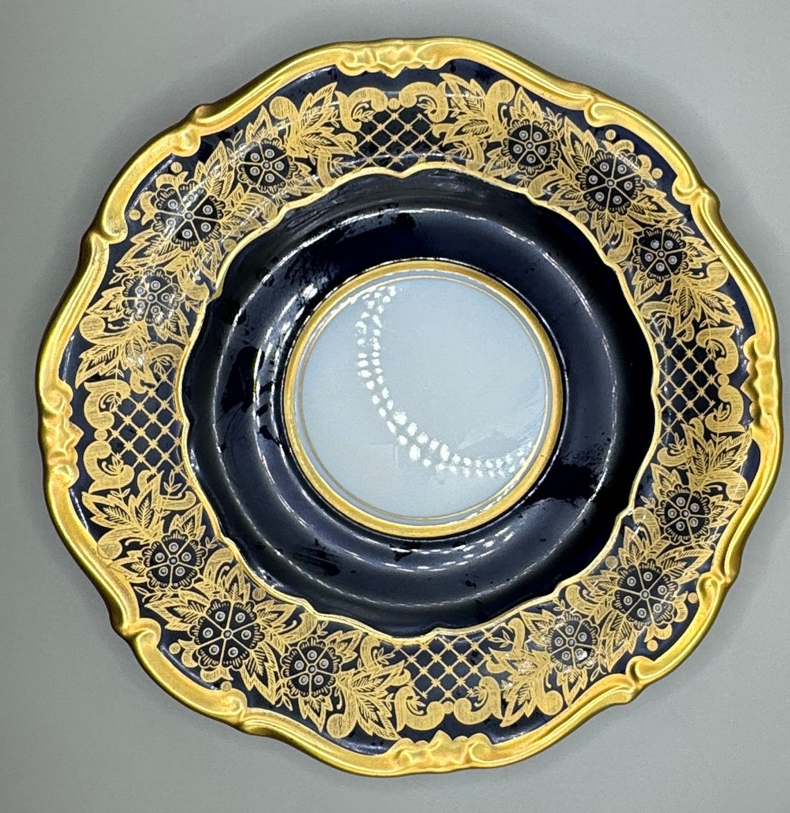 Teacup and Saucer Trio. Cobalt Blue Cup, Saucer & Dessert Plate With ...