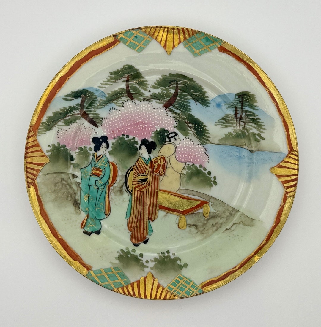 Hand-painted Nippon Plate With Geisha Design and Gold Trim - Etsy