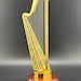 Elegant Gold-tone Decorative Harp Figurine on Wooden Base - Ornate ...