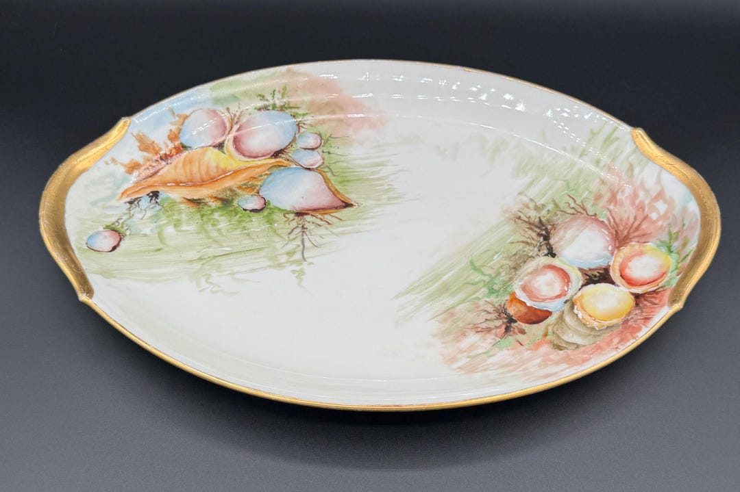 Antique Limoges Hand Painted Shell Motif Tray – UC Porcelain, Sea Life ...