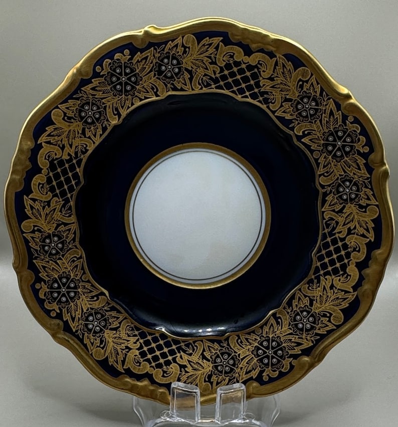 Teacup and Saucer Trio. Cobalt Blue Cup, Saucer & Dessert Plate With ...