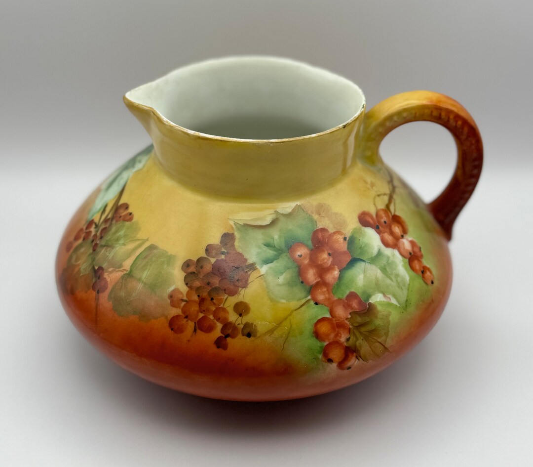J.P. Limoges Hand-painted Pitcher - Grapes Design - France - Etsy