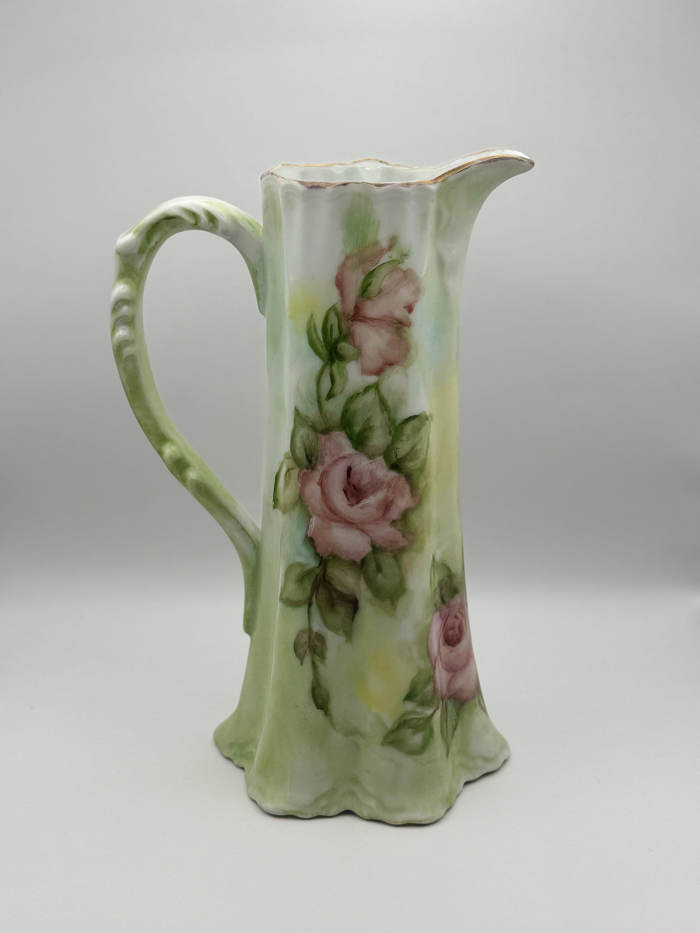 Hand-painted, Artist Signed, Porcelain Pitcher With Floral Design - Etsy