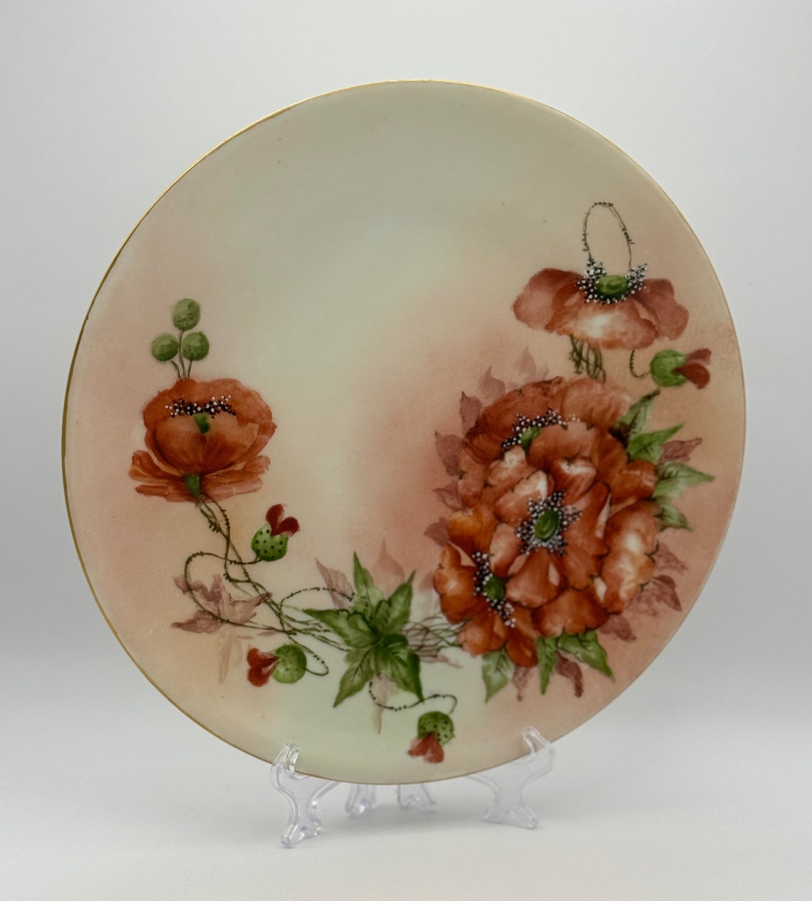 Limoges France Hand-painted Floral Porcelain Plate With Floral Design ...