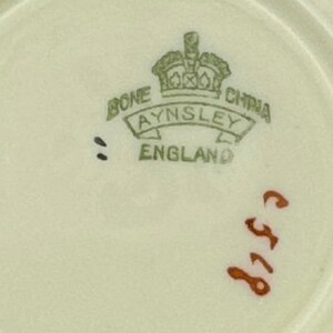 Aynsley Red and Gold Corset Bone China Teacup & Saucer Set With Floral ...