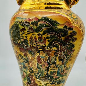 Vintage Royal Satsuma Hand-painted Porcelain Vase - 24” Ornate Japanese ...