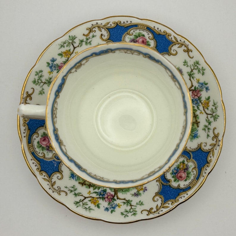 Foley China "broadway" Blue, Gold, and Floral Teacup and Saucer Set by ...